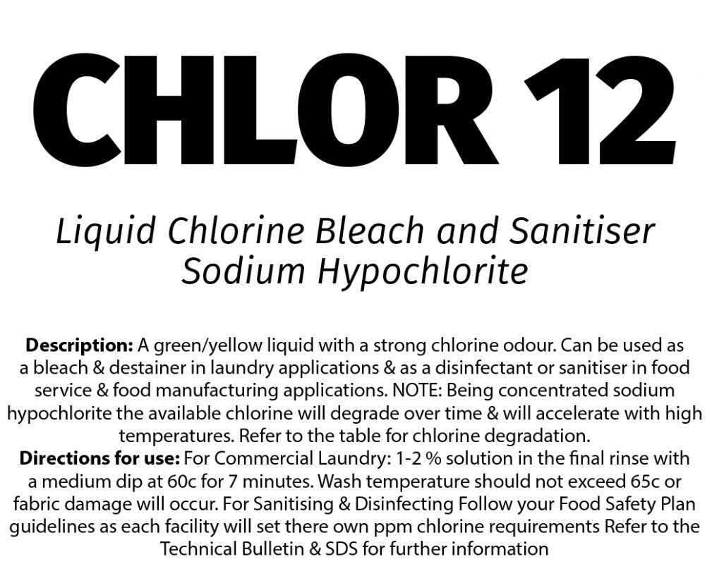 CHLOR 12 1000L – Aquashine by Castle Chemicals