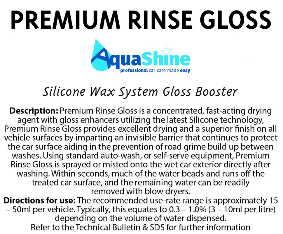 PREMIUM RINSE GLOSS 4X5L – Aquashine by Castle Chemicals